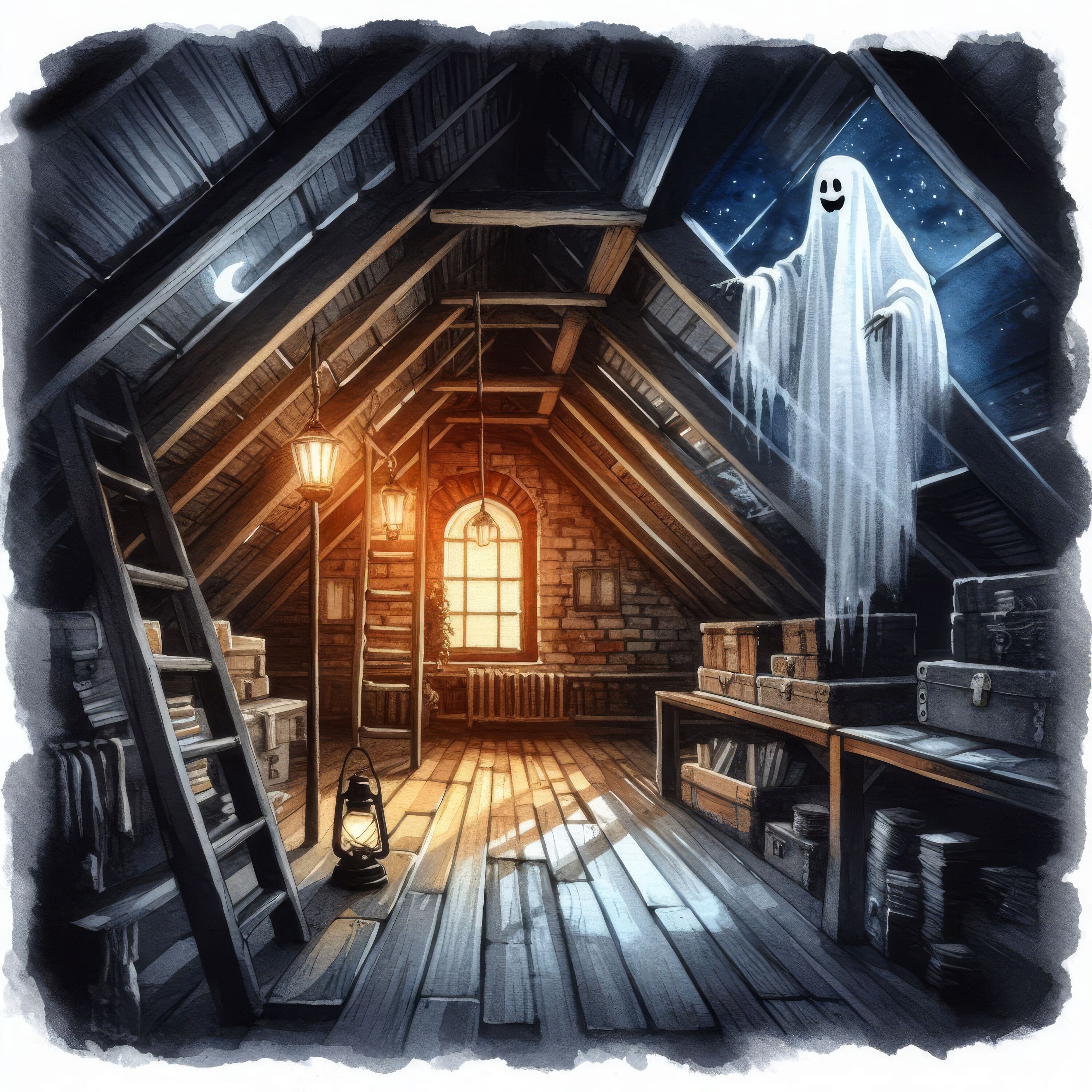 Haunted Attic: Clip Art, 10 High Res Watercolor Jpgs, Junk Journaling ...