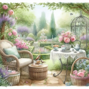 Shabby Chic Summer Garden Clip Art Kit 10 High Res Watercolor Jpgs for ...