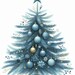 Nordic Blue Christmas Tree Clipart Bundle 10 High Res Watercolor Jpgs ...