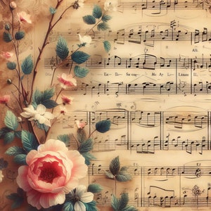Shabby Chic Sheet Music: Clip Art, 10 High Res Watercolor Jpgs, Junk ...
