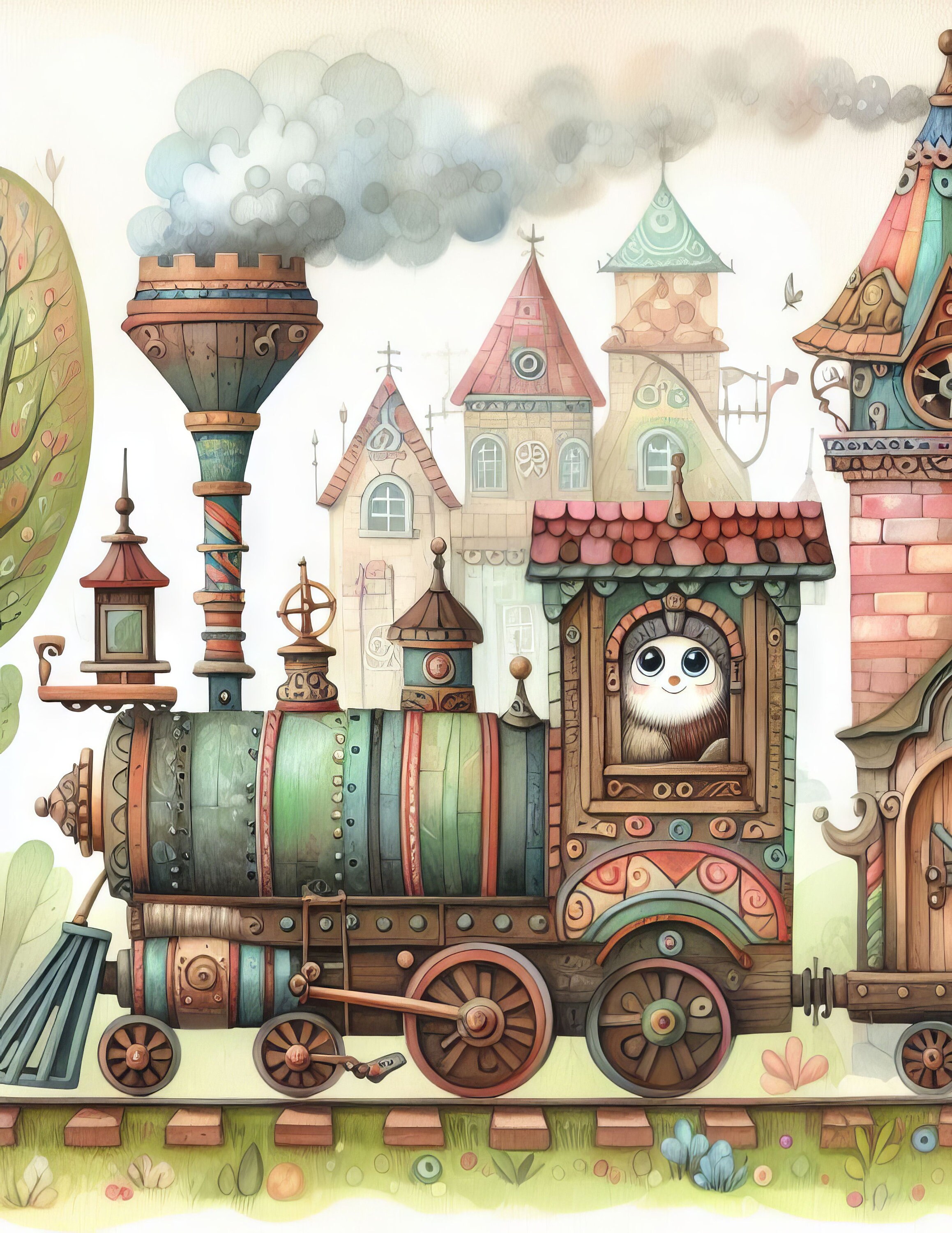 Whimsical Train Clipart Bundle 10 High Res Watercolor Jpgs for Junk ...