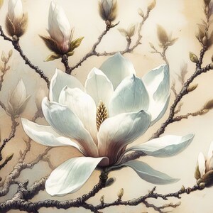 White Magnolias Clip Art Bundle 10 High Res Watercolor Jpgs for Junk Journaling, Scrapbook ...