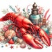 Lobster Clip Art Kit 10 High Res Watercolor Jpgs for Junk Journaling ...