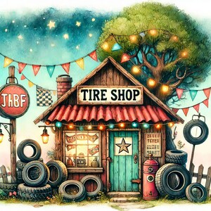 Tire Shop: Clip Art, 10 High Res Watercolor Jpgs, Junk Journaling ...