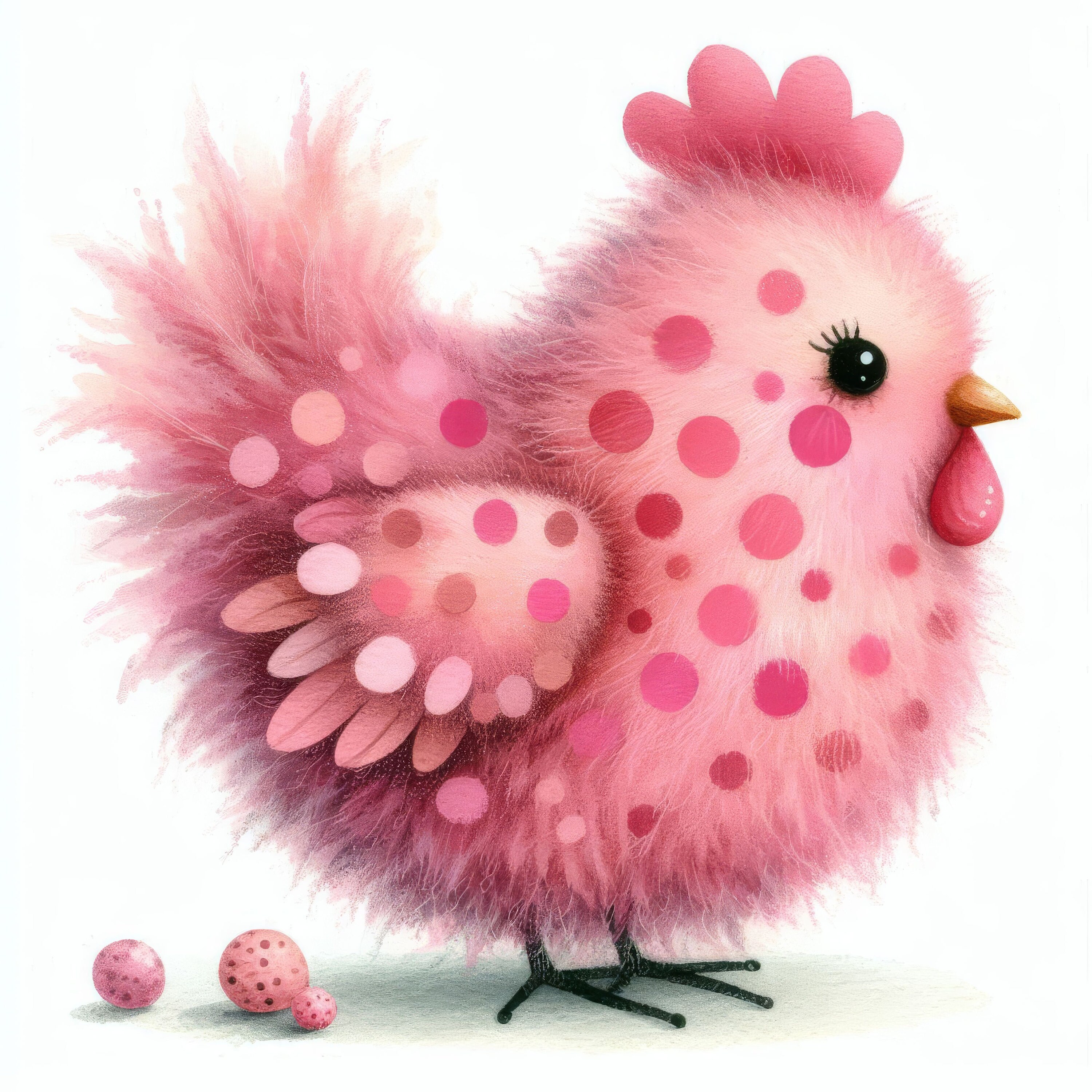 Pink Polka Dot Chicken: Clip Art, 10 High Res Watercolor Jpgs, Junk ...