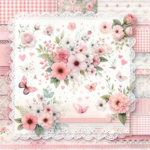 Pink Calico Paper Clip Art Bundle 10 High Res Watercolor Jpgs for Junk ...