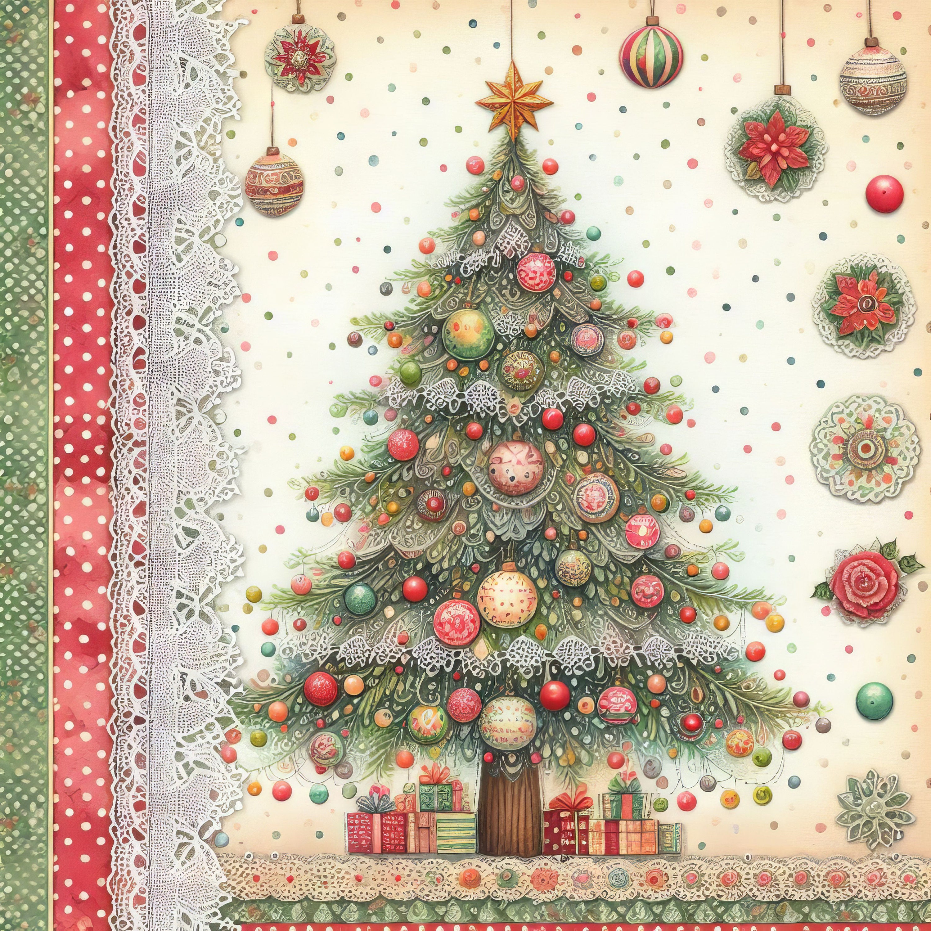 Christmas Tree Paper: Clip Art, 10 High Res Watercolor Jpgs, Junk ...