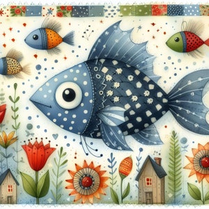 Calico Fish Clip Art 10 High Res Watercolor Jpgs for Junk Journaling ...