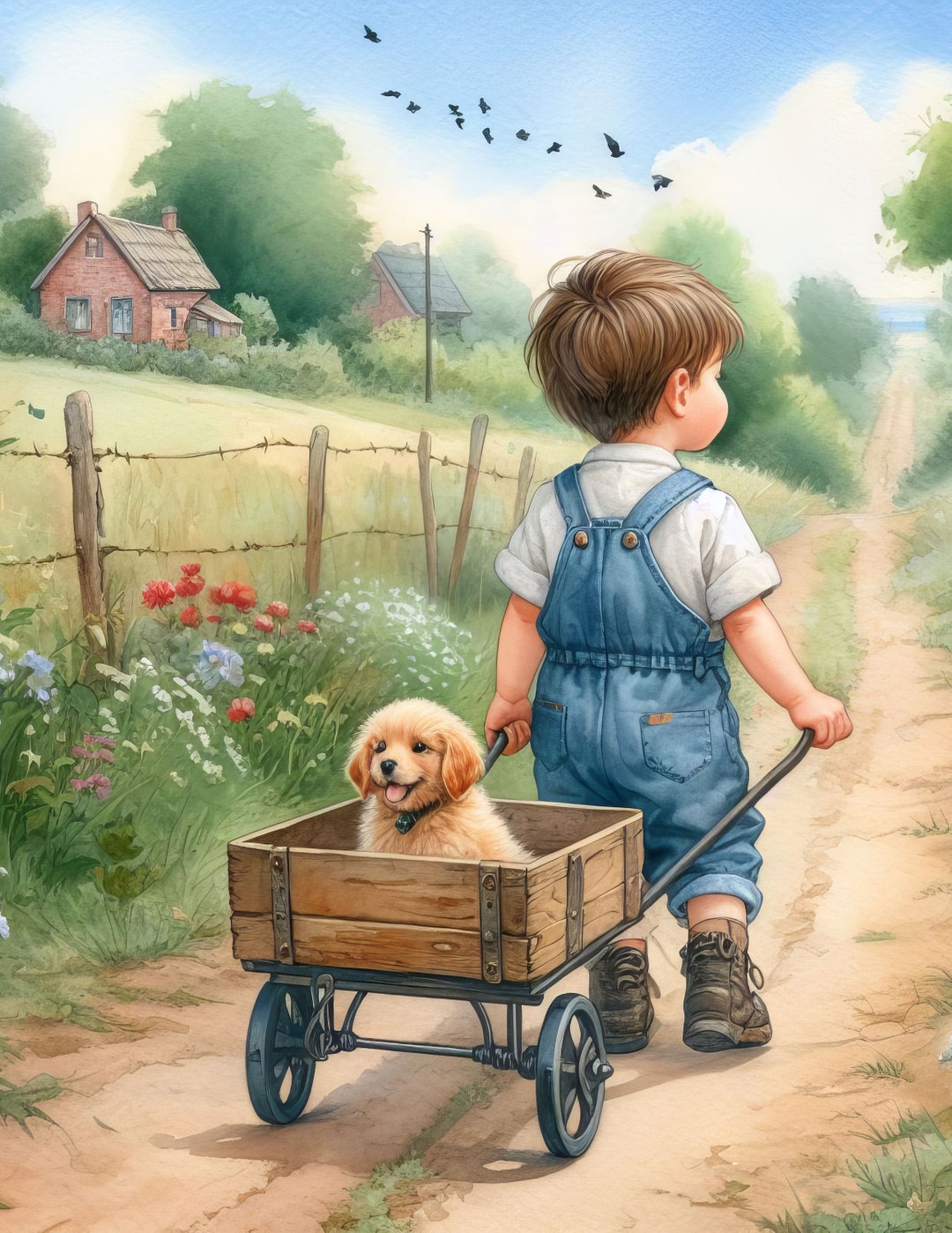 Little Boy With Dog Clip Art Bundle 10 High Res Watercolor Jpgs Junk ...