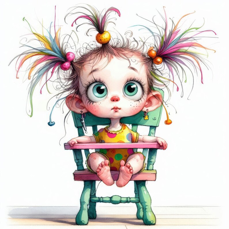 Quirky Highchair: Clip Art, 10 High Res Watercolor Jpgs, Junk ...