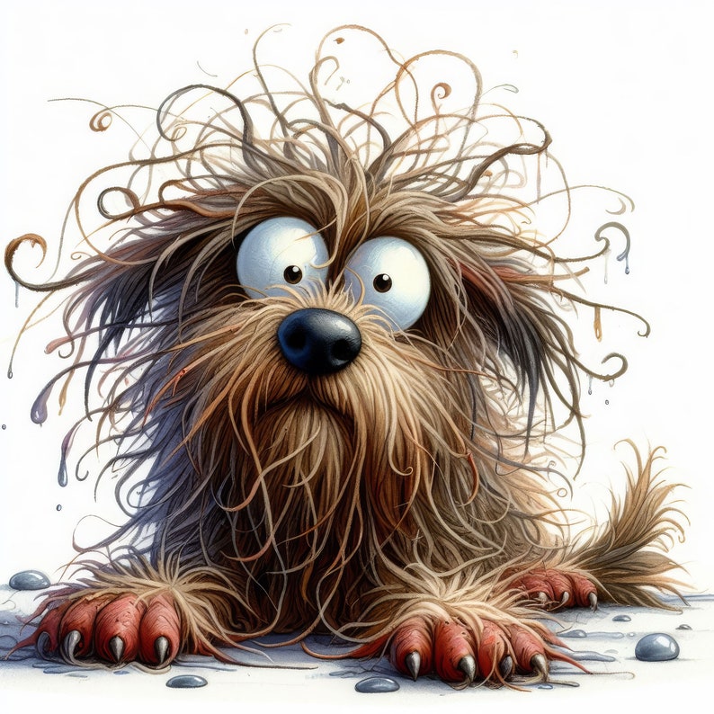 Frazzled Dog Clip Art 10 High Res Watercolor Jpgs for Junk Journaling ...
