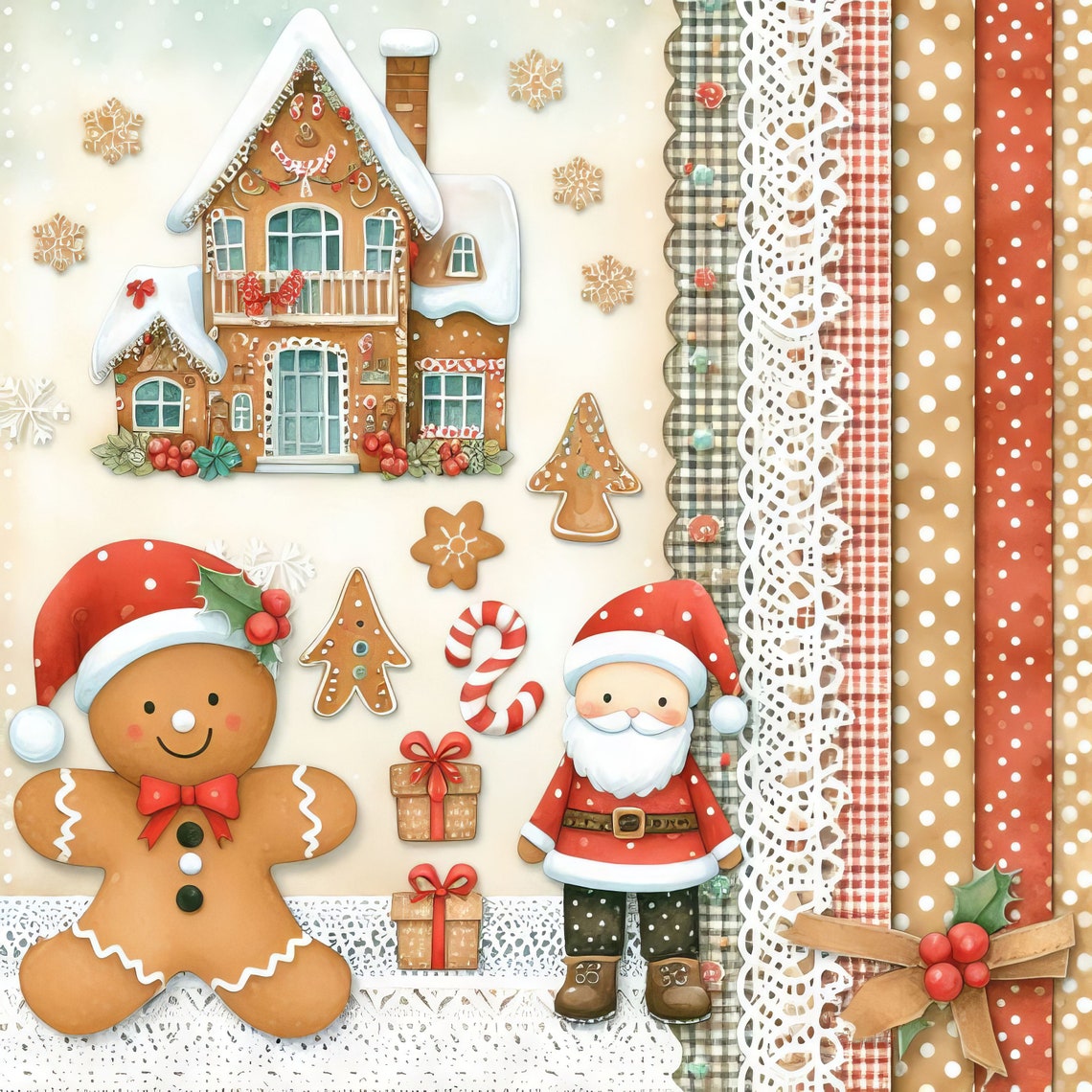 Gingerbread Man Paper: Clip Art. 10 High Res Watercolor Jpgs. Junk ...