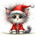 Quirky Santa Cat: Clip Art, 10 High Res Watercolor Jpgs, Junk ...