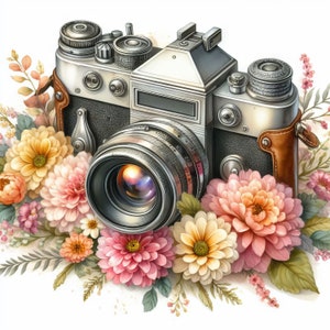 Vintage Camera Clip Art Bundle 10 High Res Watercolor Jpgs for Junk ...