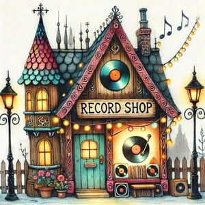 Record Shop: 10 High Res Watercolor Jpgs Junk Journaling, Scrapbooking ...
