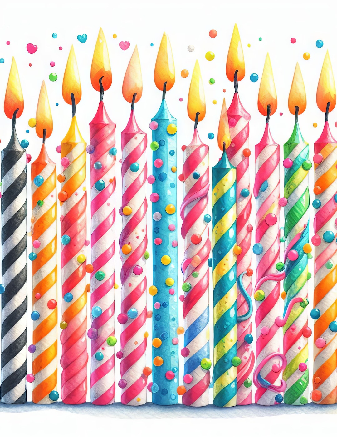 Birthday Candles: 10 High Res Watercolor Jpgs for Junk Journaling ...
