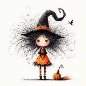 Cute Little Witch Clip Art 10 High Res Watercolor Jpgs for Junk ...