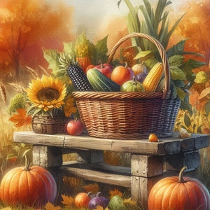 Fall Harvest Clip Art Bundle 10 High Res Watercolor Jpgs for Junk ...