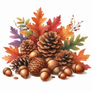 Fall Cluster Clipart 10 High Res Watercolor Jpgs for Junk Journaling ...