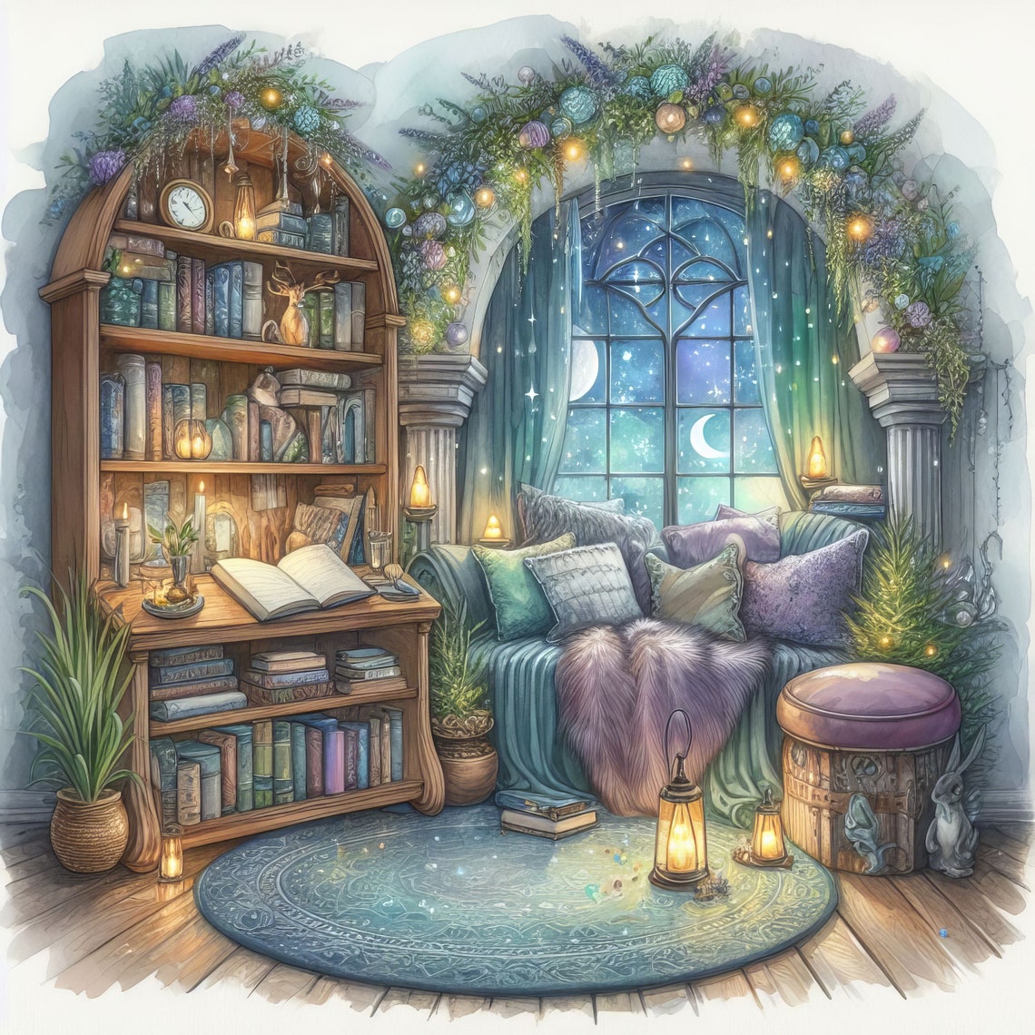 Magical Room: Clip Art, 10 High Res Watercolor Jpgs, Junk Journaling ...