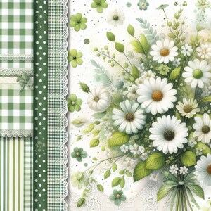 Green Calico Paper: Clip Art Bundle 10 High Res Watercolor Jpgs for Junk Journaling, Scrapbook ...