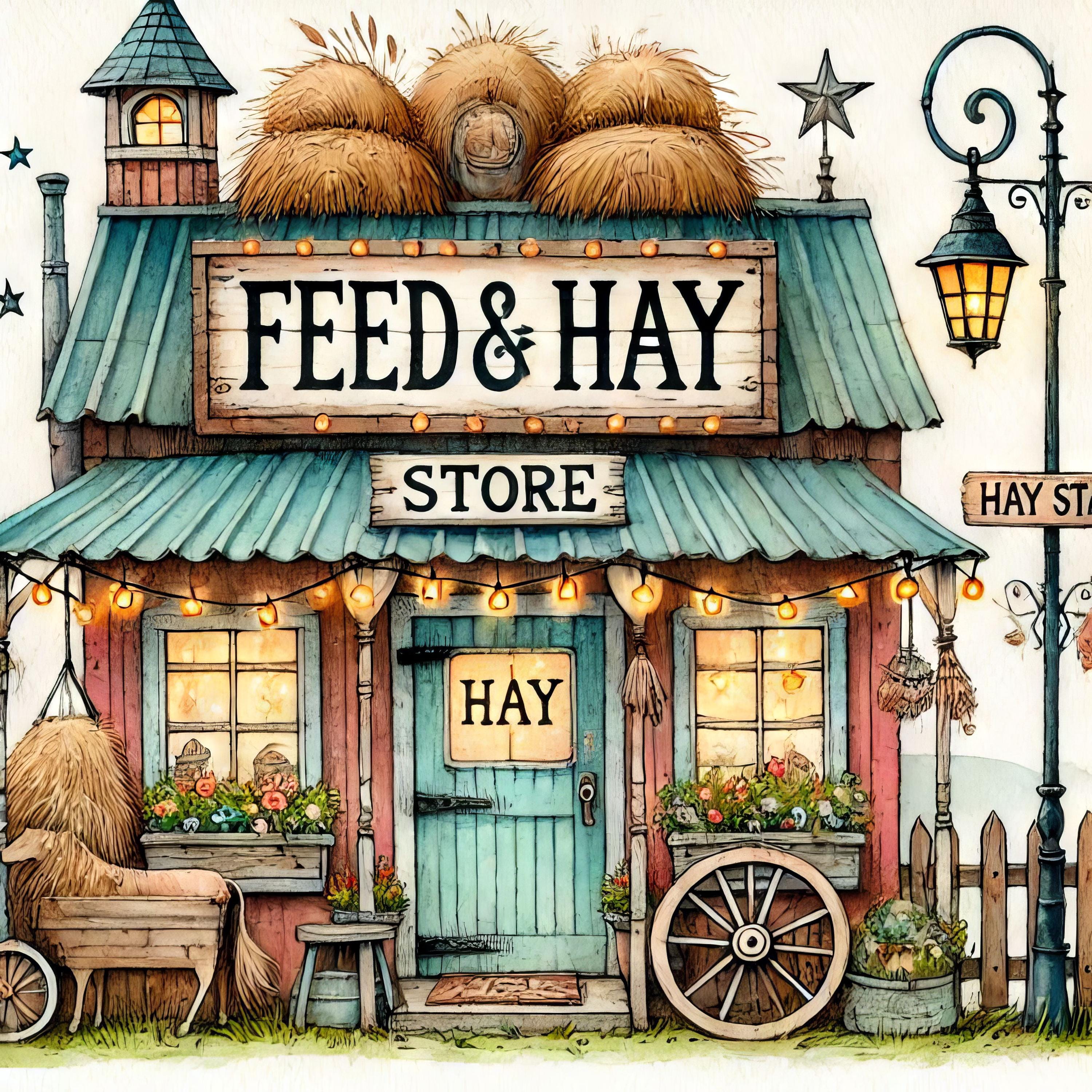 Feed and Hay Store: 10 High Res Watercolor Jpgs, Junk Journaling ...