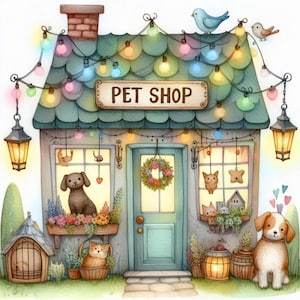 Pet Shop Clip Art 10 High Res Watercolor Jpgs Junk Journaling ...