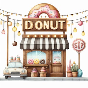Donut Shop Clip Art 10 High Res Watercolor Jpgs Junk Journaling ...