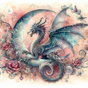 Fantasy Dragon Clip Art 10 High Res Watercolor Jpgs for Junk Journaling ...