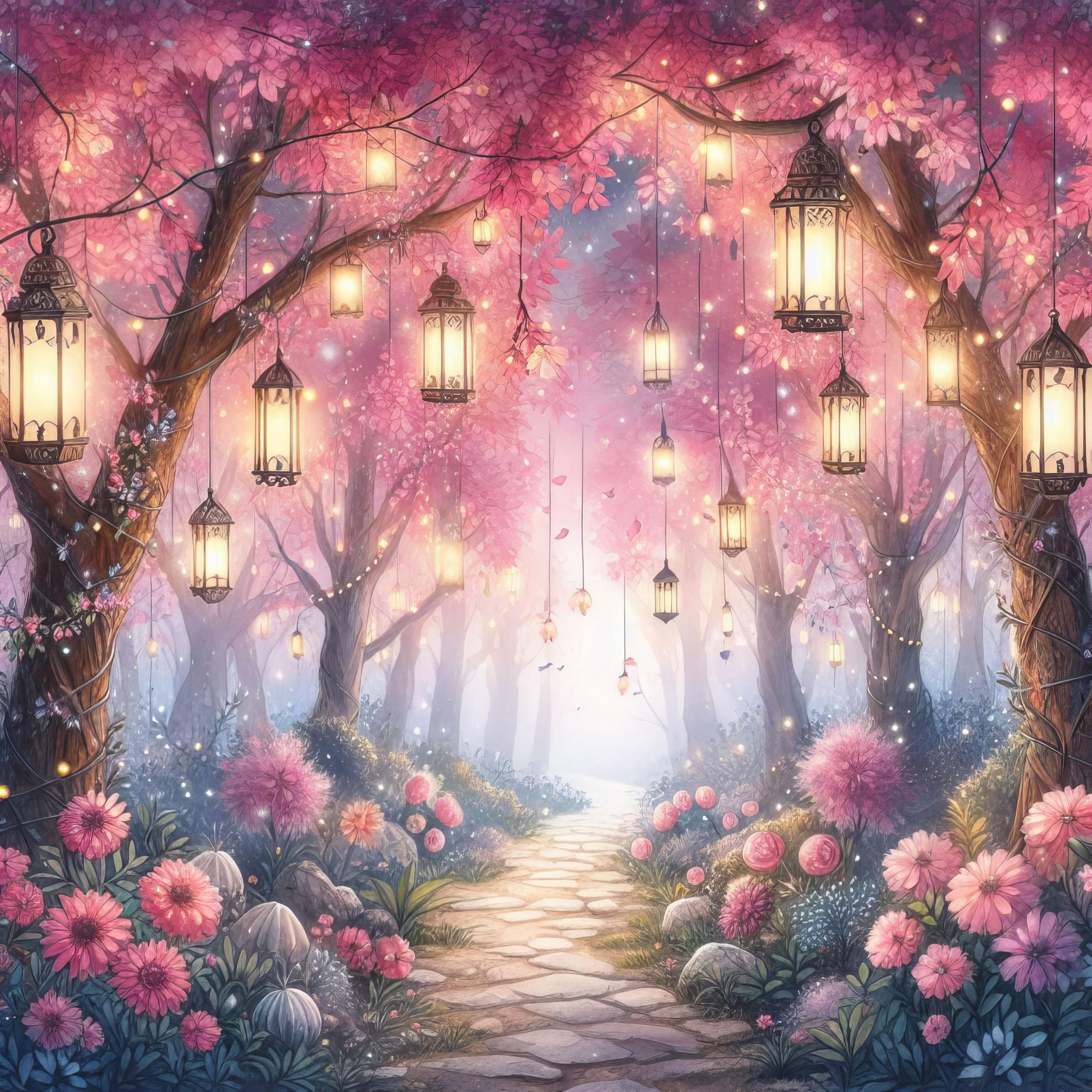 Pink Magical Forest: Clip Art 10 High Res Watercolor Jpgs Junk ...