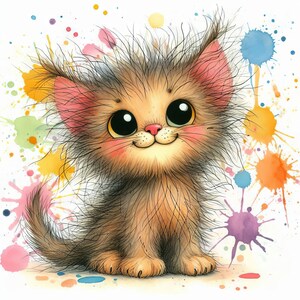 Happy Cat Clip Art 10 High Res Watercolor Jpgs for Junk Journaling ...