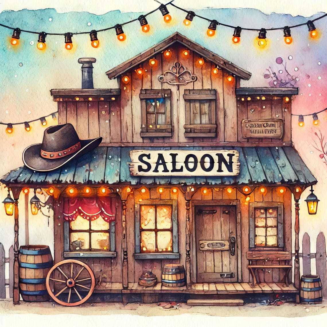 Whimsical Saloon: 10 High Res Watercolor Jpgs Junk Journaling ...