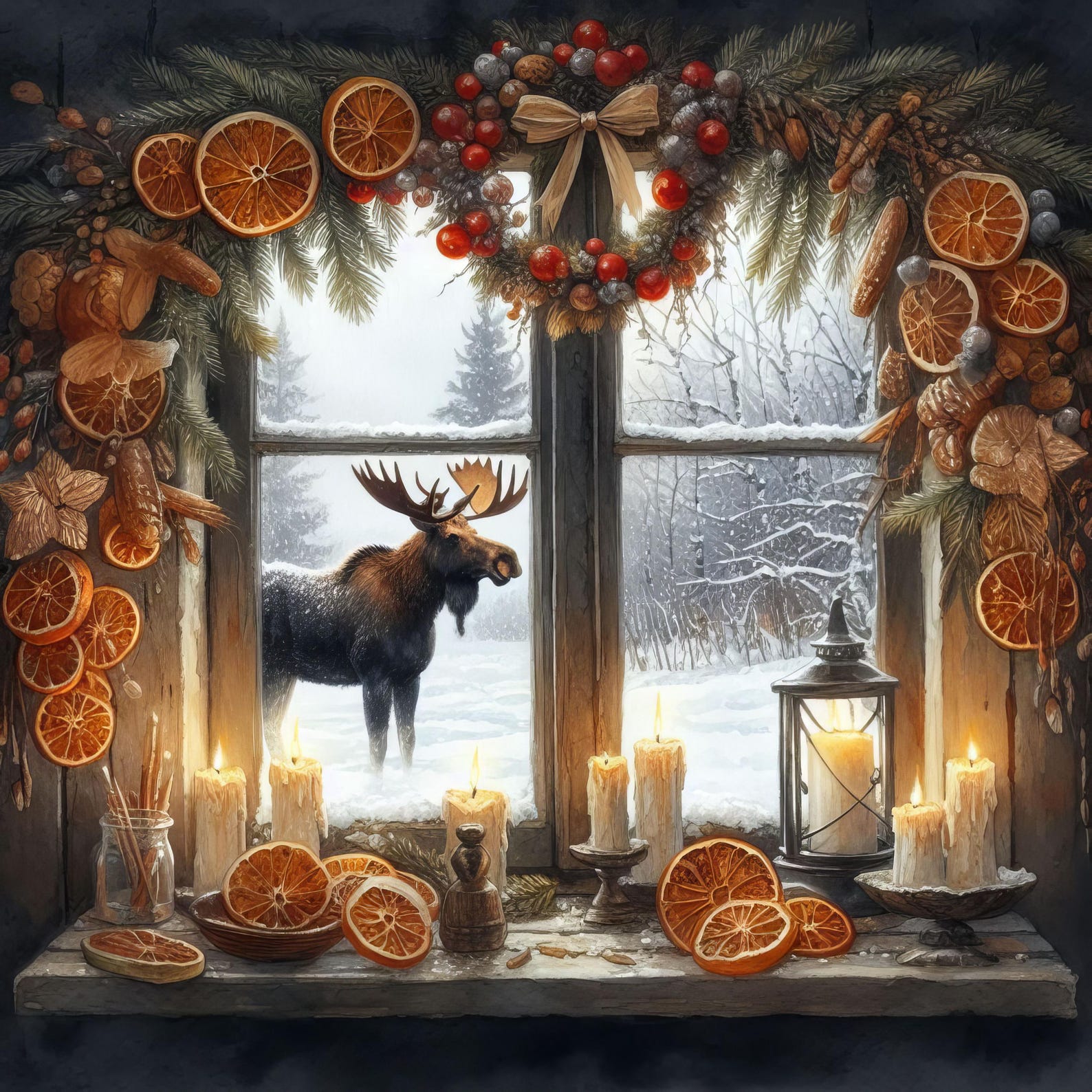Christmas Window and Friends: Clip Art, 10 High Res Watercolor Jpgs ...