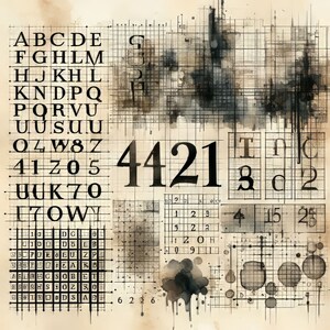 Grunge Letters and Numbers Clip Art Bundle 10 High Res Watercolor Jpgs ...