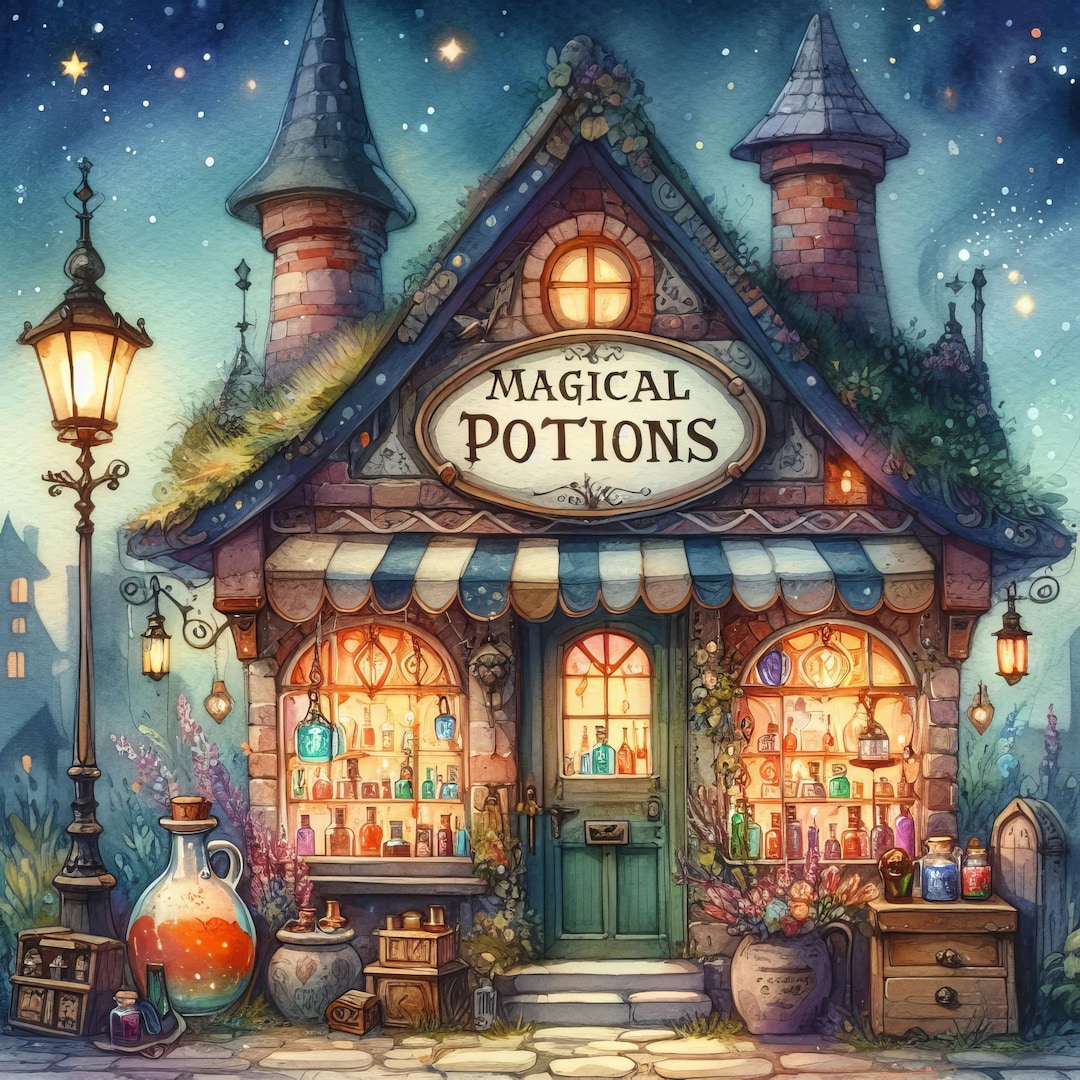 Magical Potions Shop Clip Art 10 High Res Watercolor Jpgs Junk ...
