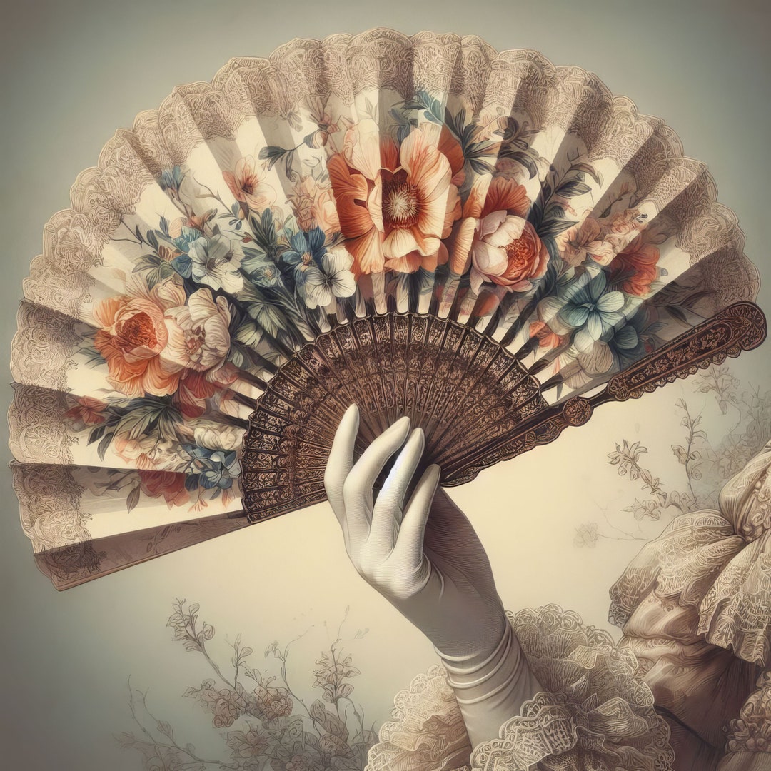 Victorian Hand Fan Clip Art 10 High Res Watercolor Jpgs for Junk ...