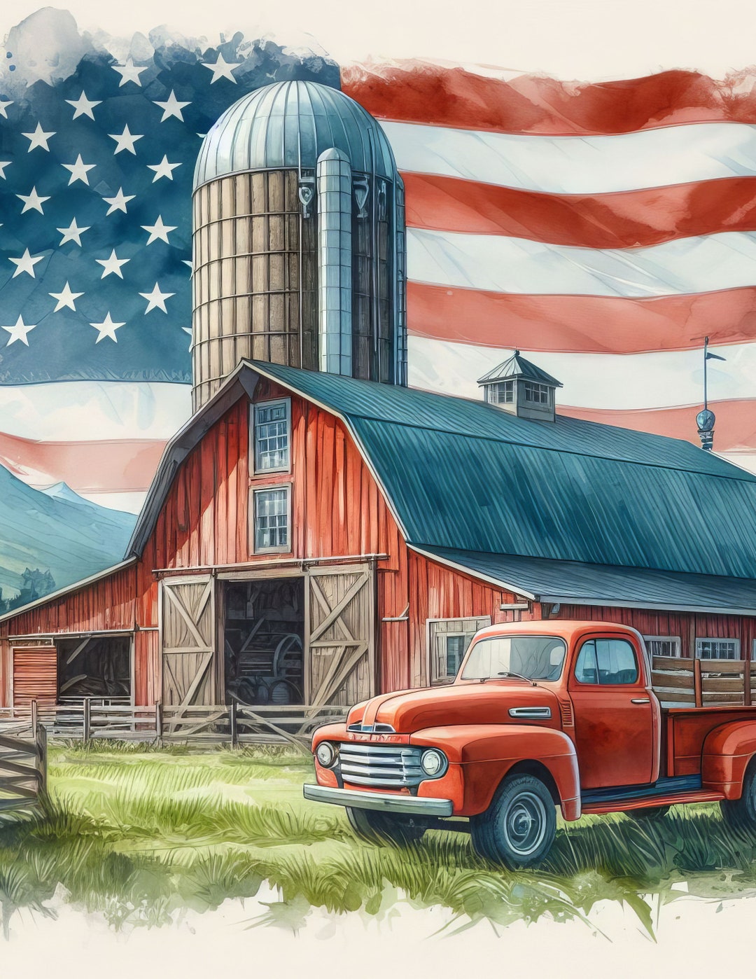 USA Patriotic America's Heartland Bundle 10 High Res Watercolor Jpgs ...