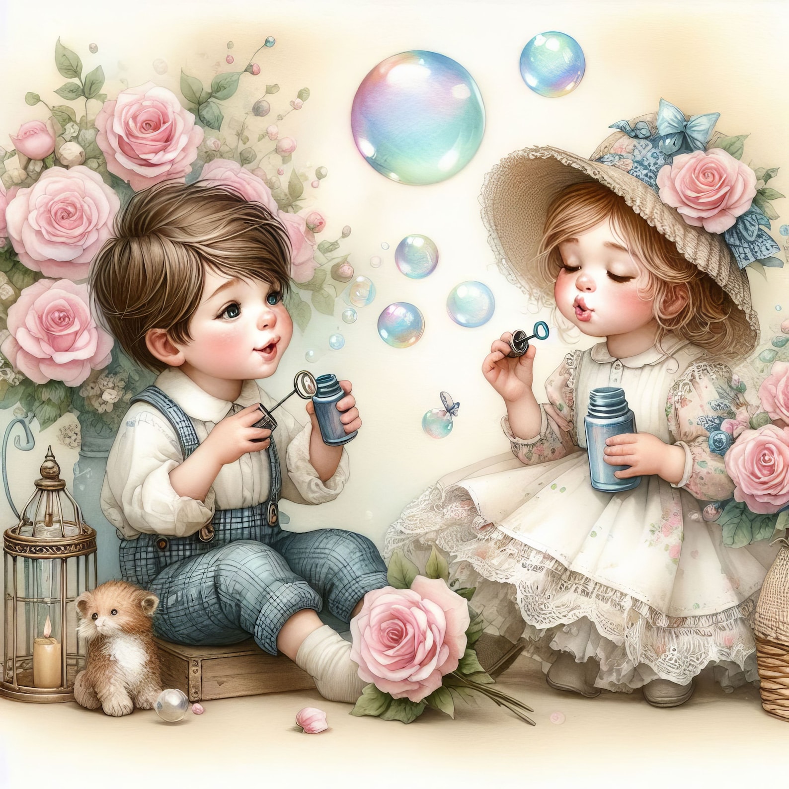 Blowing Bubbles: Clip Art, 10 High Res Watercolor Jpgs, Junk Journaling ...