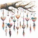 Hanging Boho Hearts Clip Art 10 High Res Watercolor Jpgs for Junk ...