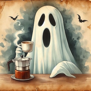 Ghost and Coffee: Clip Art Bundle 10 High Res Watercolor Jpgs Junk ...