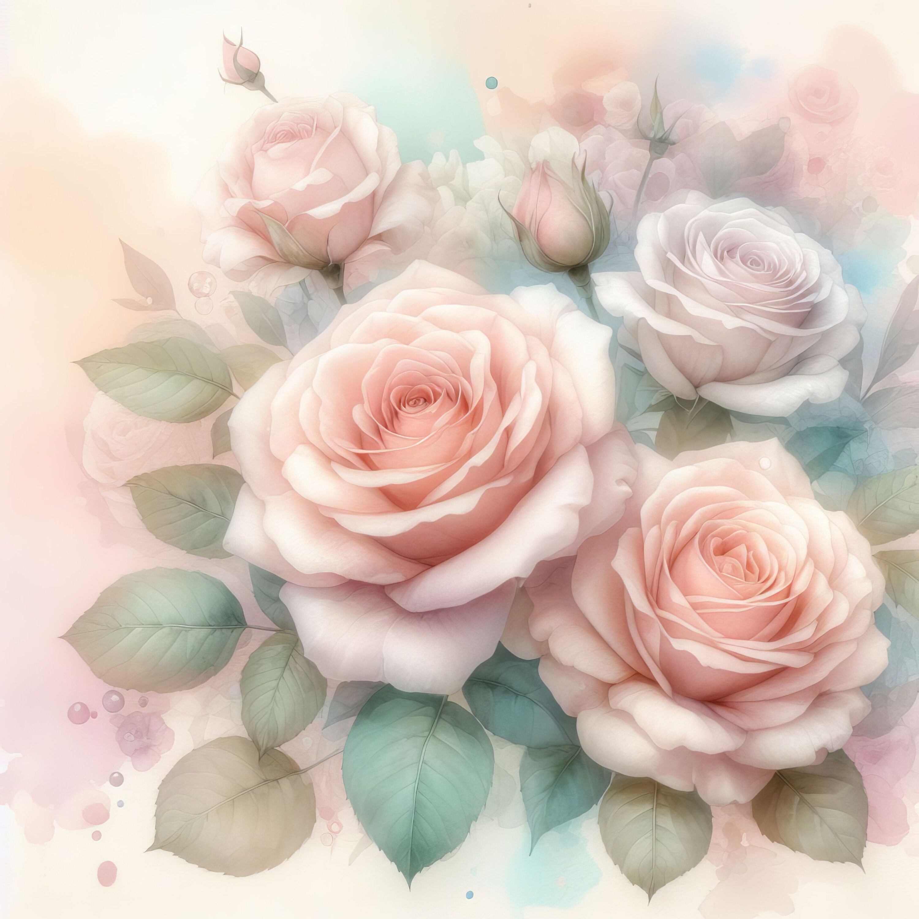 Pastel Roses Clip Art 10 High Res Watercolor Jpgs for Junk Journaling ...