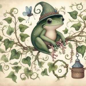 Whimsical Frog Clip Art 10 High Res Watercolor Jpgs for Junk Journaling ...