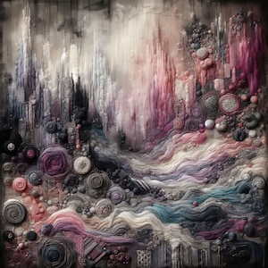 Boho Purple Fabric Collage Clip Art 10 High Res Watercolor Jpgs for ...