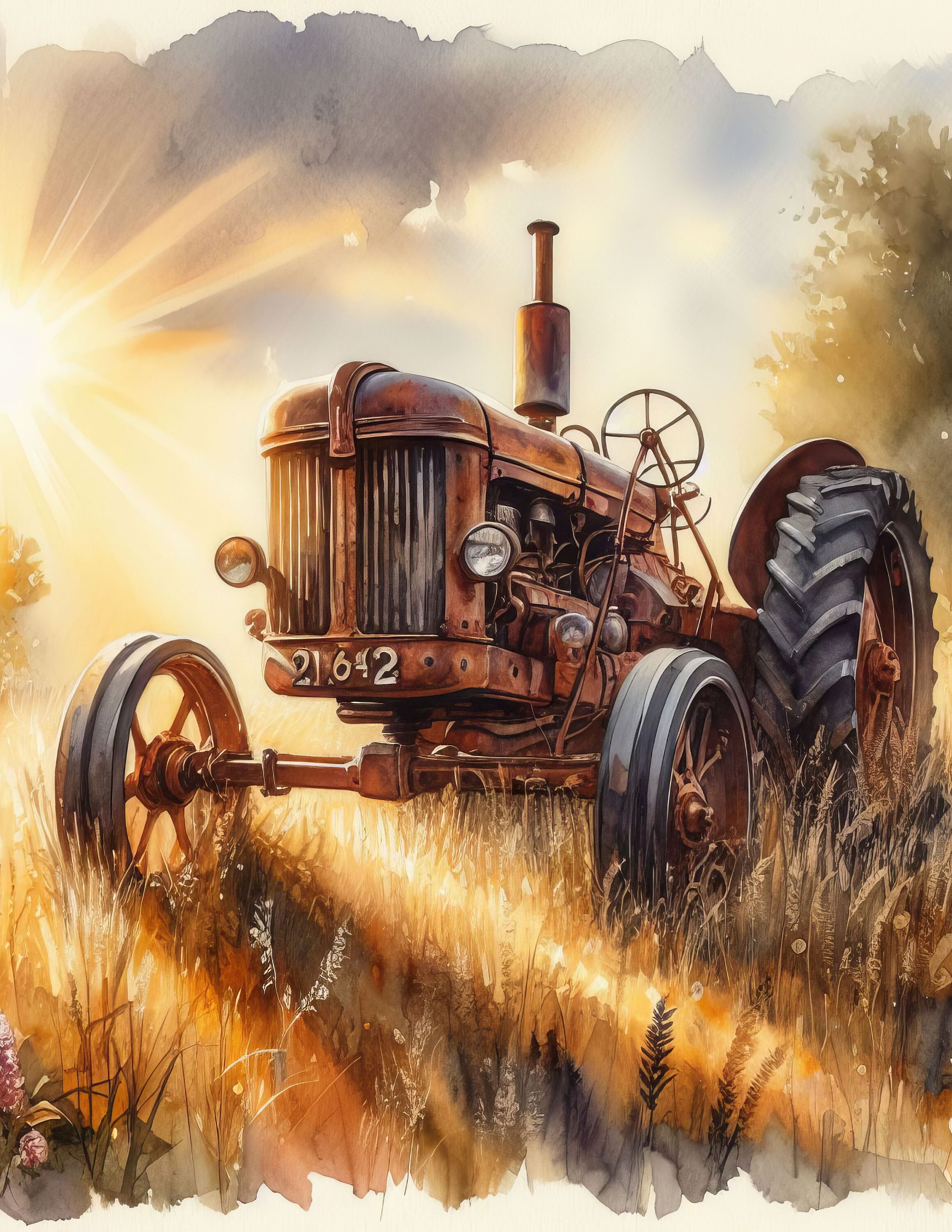 Rusty Old Tractor 10 High Res Watercolor Jpgs for Junk Journaling ...