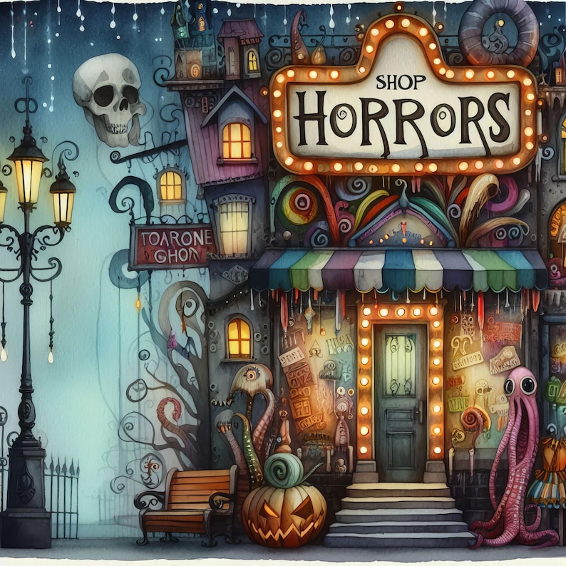 Shop of Horrors: 10 High Res Watercolor Jpgs, Junk Journaling ...
