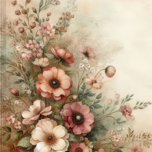 Floral Journaling Paper Clip Art Bundle 10 High Res Watercolor Jpgs for Junk Journaling ...