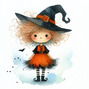 Cute Little Witch Clip Art 10 High Res Watercolor Jpgs for Junk ...