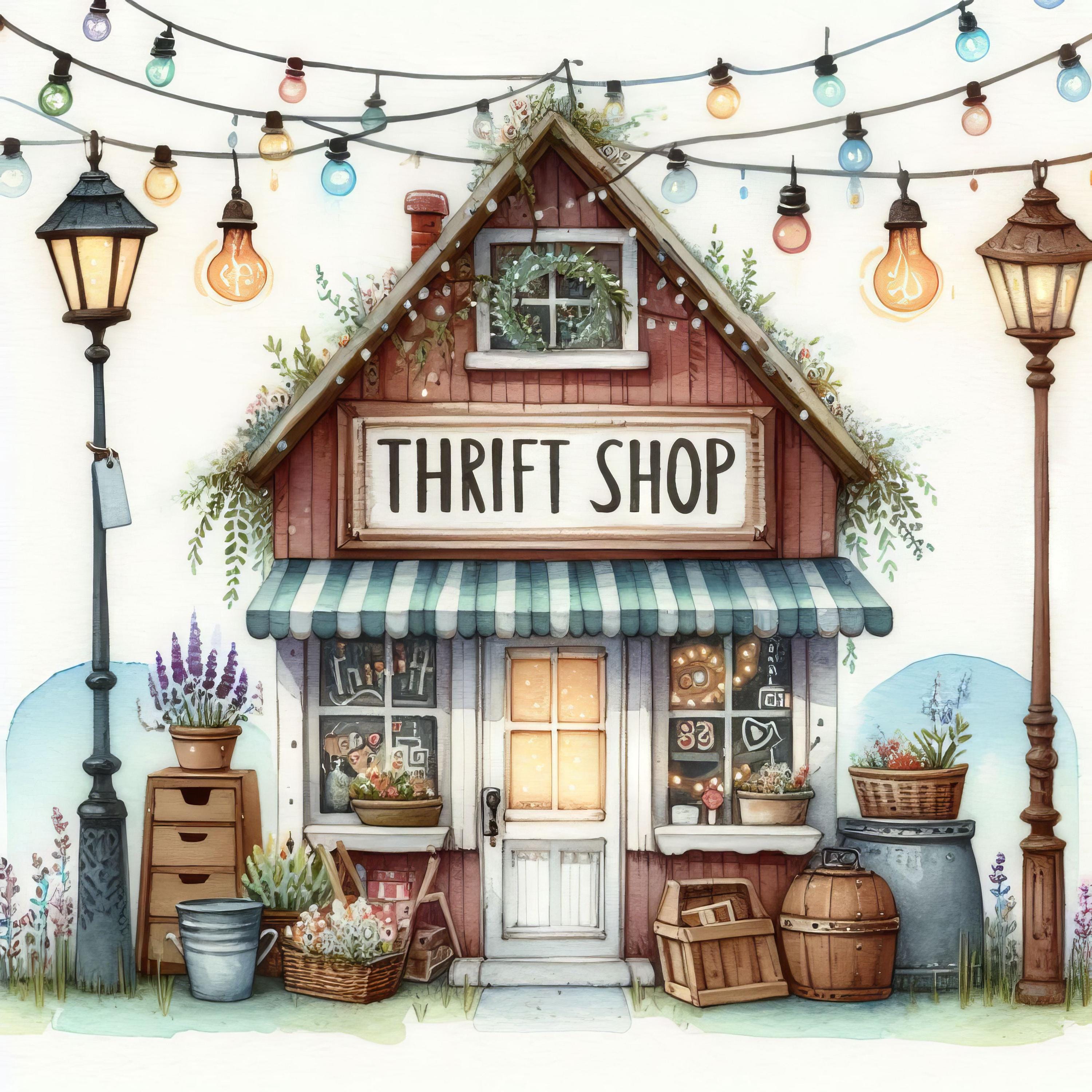 Thrift Shop Clip Art 10 High Res Watercolor Jpgs Junk Journaling ...