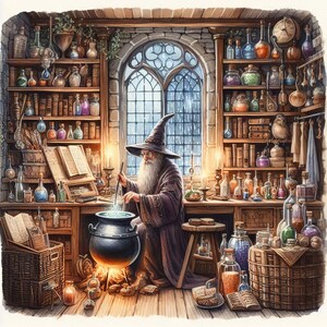 Wizard's Workshop Clip Art Bundle 10 High Res Watercolor Jpgs Junk ...