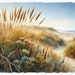 Sand Dunes With Grasses and Flowers Clip Art 10 High Res Watercolor ...